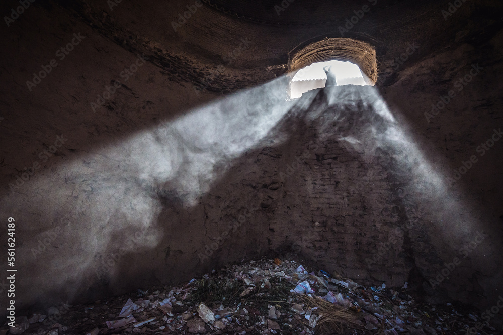 Inside the historic ice house called Yakhchal in Kashan city, Iran ...