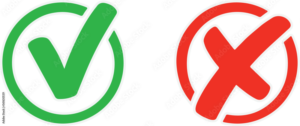 yes or no illustration. Check mark Icon. Right and wrong. isolated ... yes or no illustration. Check mark Icon. Right and wrong. isolated ...