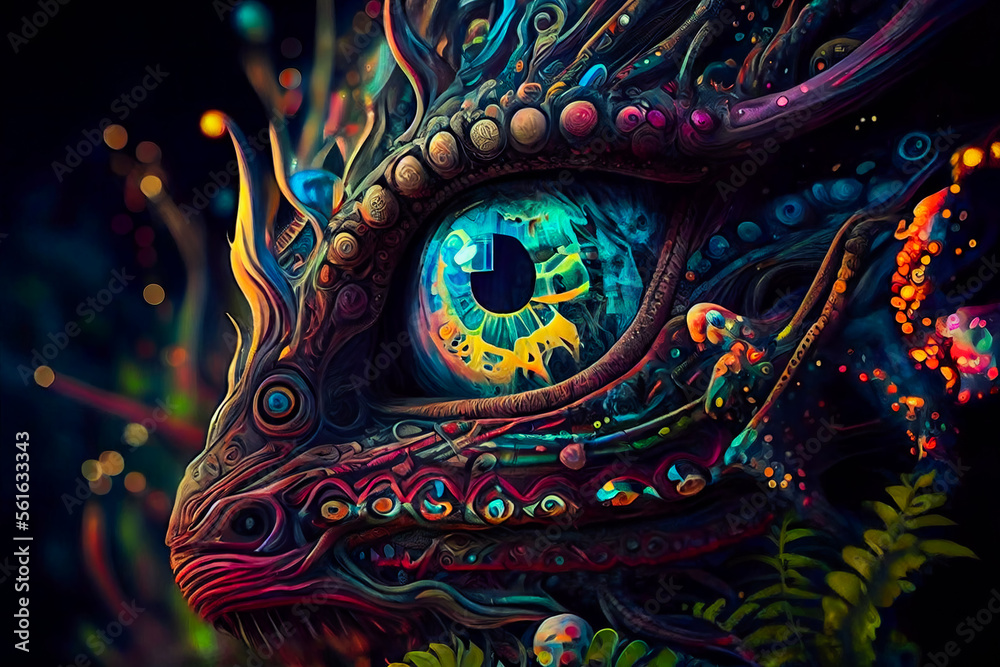 Horror Poster. Mystical head. psychedelic monster. Generative AI. Stock ...