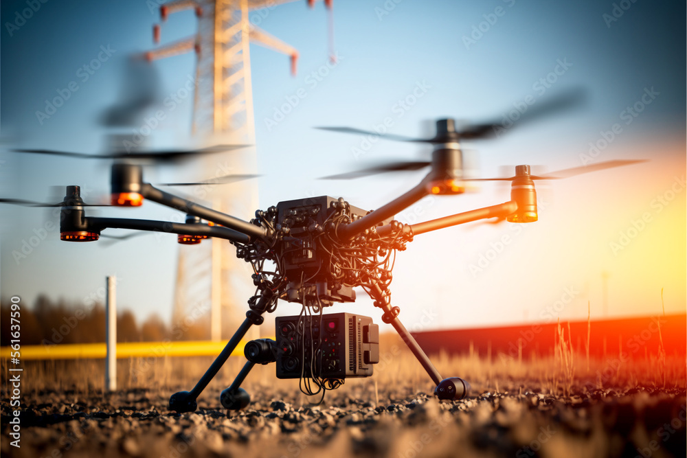 Drone control high voltage electrical lines, camera thermal analysis of ...