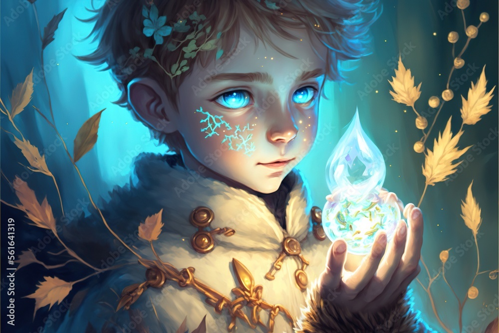 Fantasy scene of the young boy released magical power. A mystical boy ...