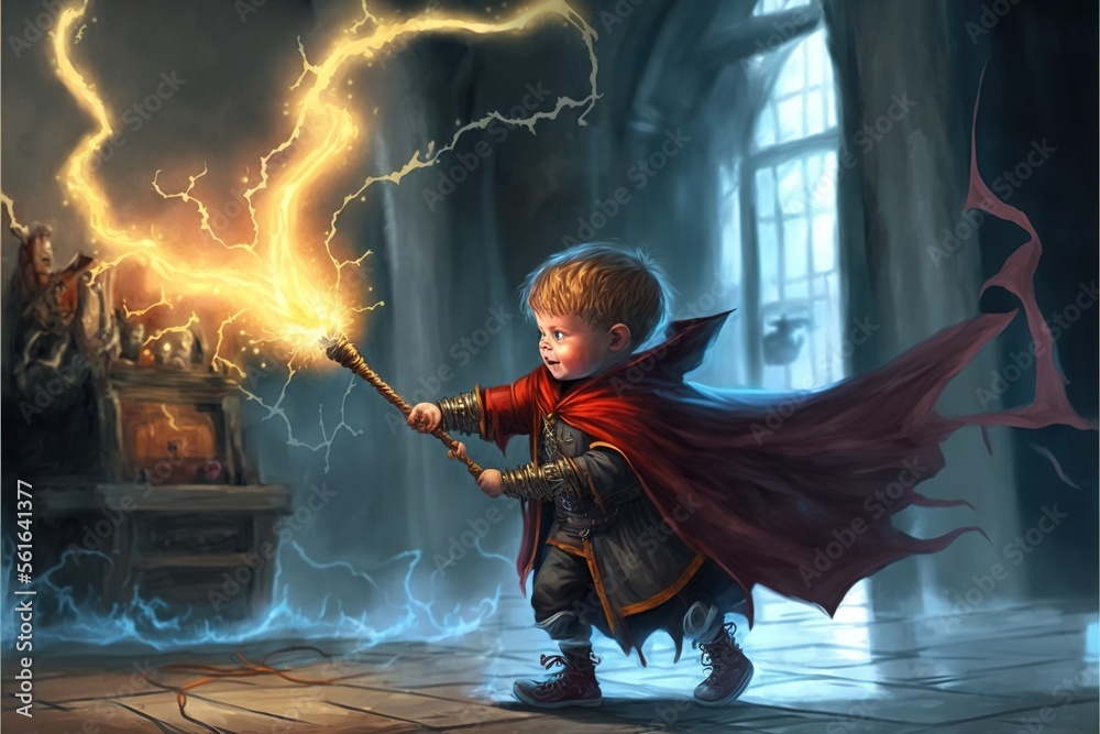 Fantasy scene of the young boy released magical power. A mystical boy ...
