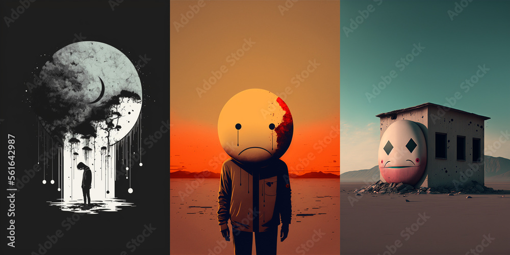 Human Emotions sadness, loneliness, existentialism, brutalist art ...