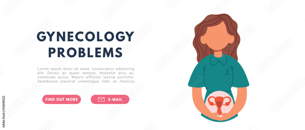 Woman health. Pain in uterus. Gynecology problems.Flat vector isolated ...