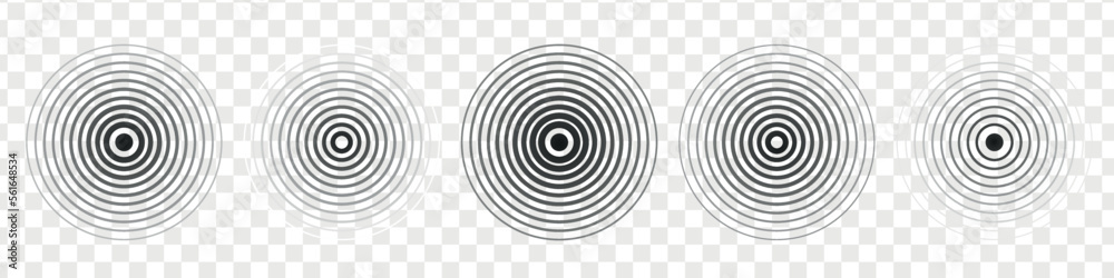 Sonar sound wave. Signal concentric circle. vibrations radial signal ...