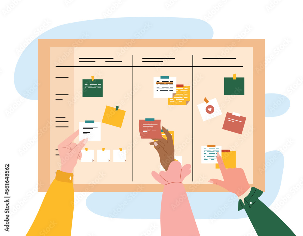 Task board with hands. Goal setting and motivation, vision of future ...