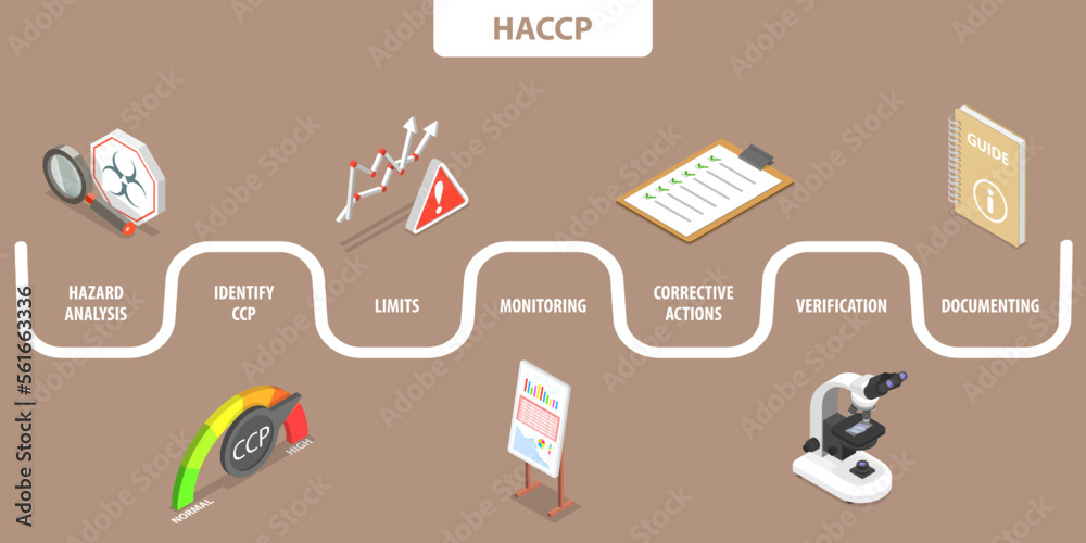 3D Isometric Flat Vector Conceptual Illustration of HACCP, Hazard Analysis, Identify CCP, CCP ...