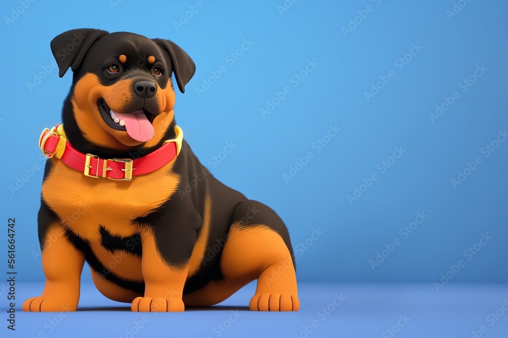 Rottweiler sitting in 3D render style, Generative AI Stock Illustration ...