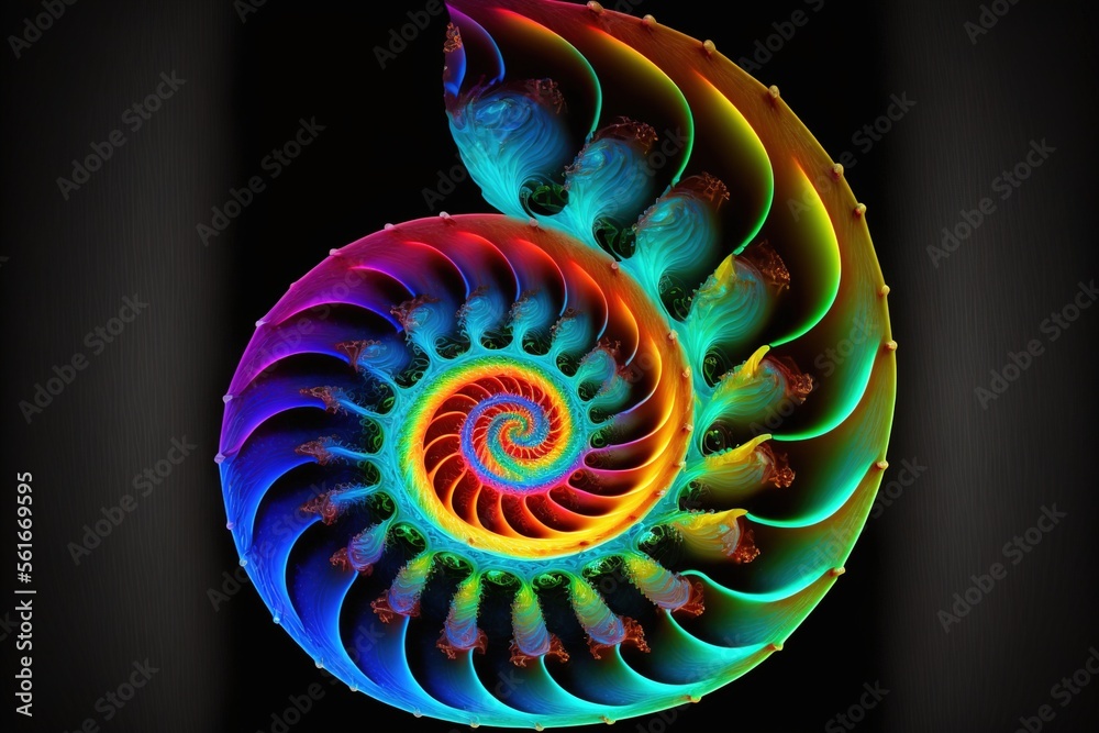 fibonacci spiral, paradox, depth, angle, luminous created with ...