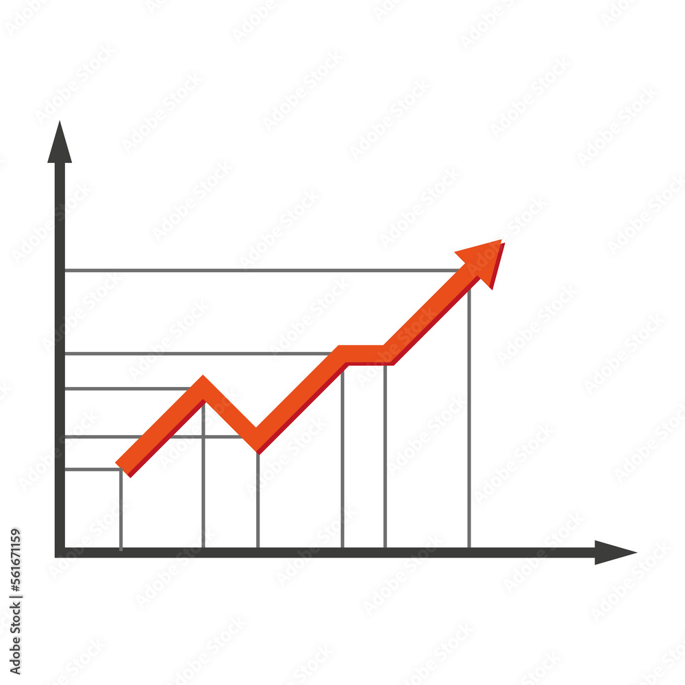 red arrow up chart. Market chart profit money. Vector illustration ...