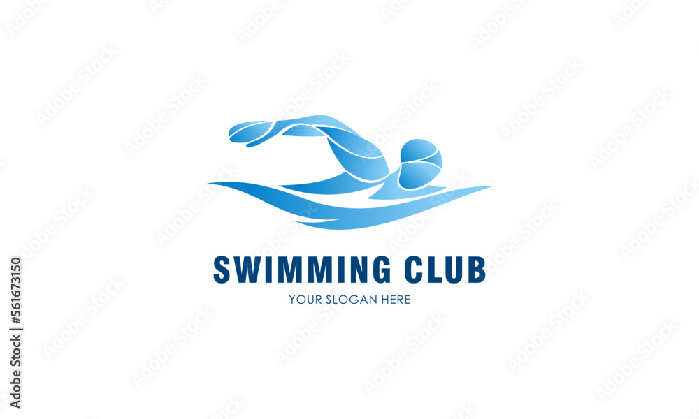 Blue swimming logo silhouette sea ocean water wave logo Stock Vector ...