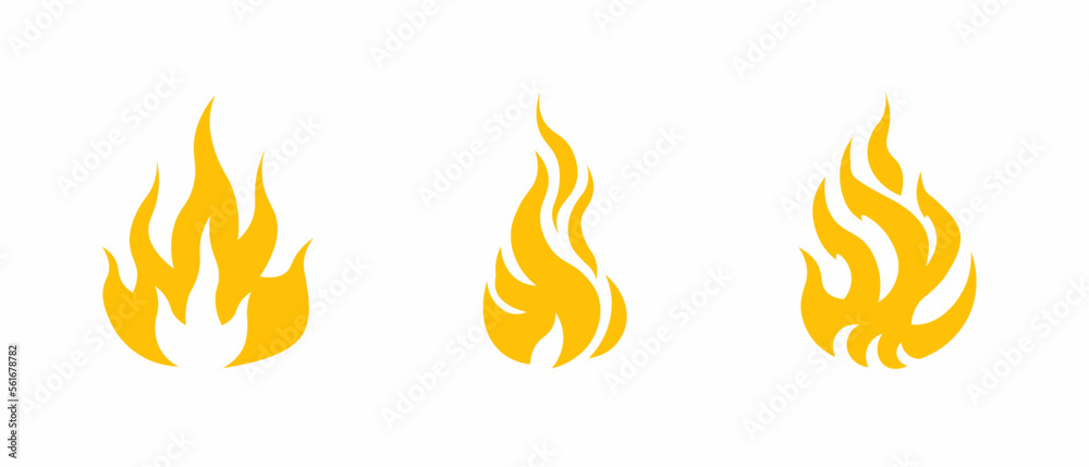 Fire icon illustration template set isolated white background. Stock ...