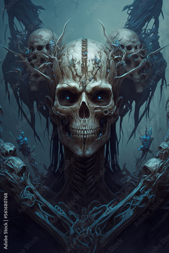 Terrifying evil bone necromancer overlord, ruler of the undead abyss ...