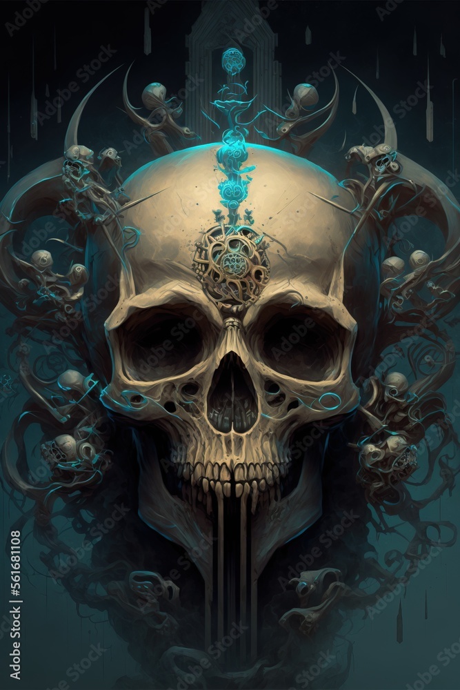 Terrifying evil bone necromancer overlord, ruler of the undead abyss ...