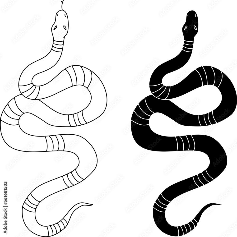 red snake vector.Lampropeltis triangulum vector.Sticker and hand drawn ...