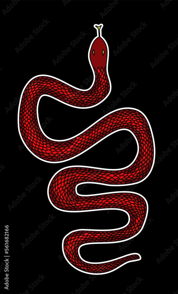 red snake vector.Lampropeltis triangulum vector.Sticker and hand drawn ...