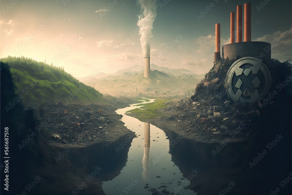 Pollution and Contamination Against Nature and Planet Sustainability, Showing the Damage That ...