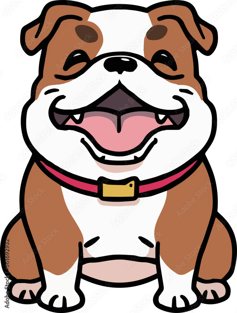 Vector Illustration of Cute Cartoon Bulldog Chibi and Kawaii Design ...