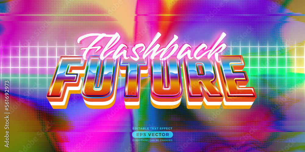 Vetor de Flashback future editable text style effect in retro style ...