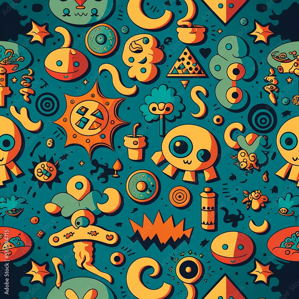 A retro and nostalgic seamless pattern vector wallpaper, evoking the ...
