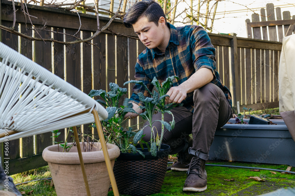 Transgender man in the garden Stock Photo | Adobe Stock