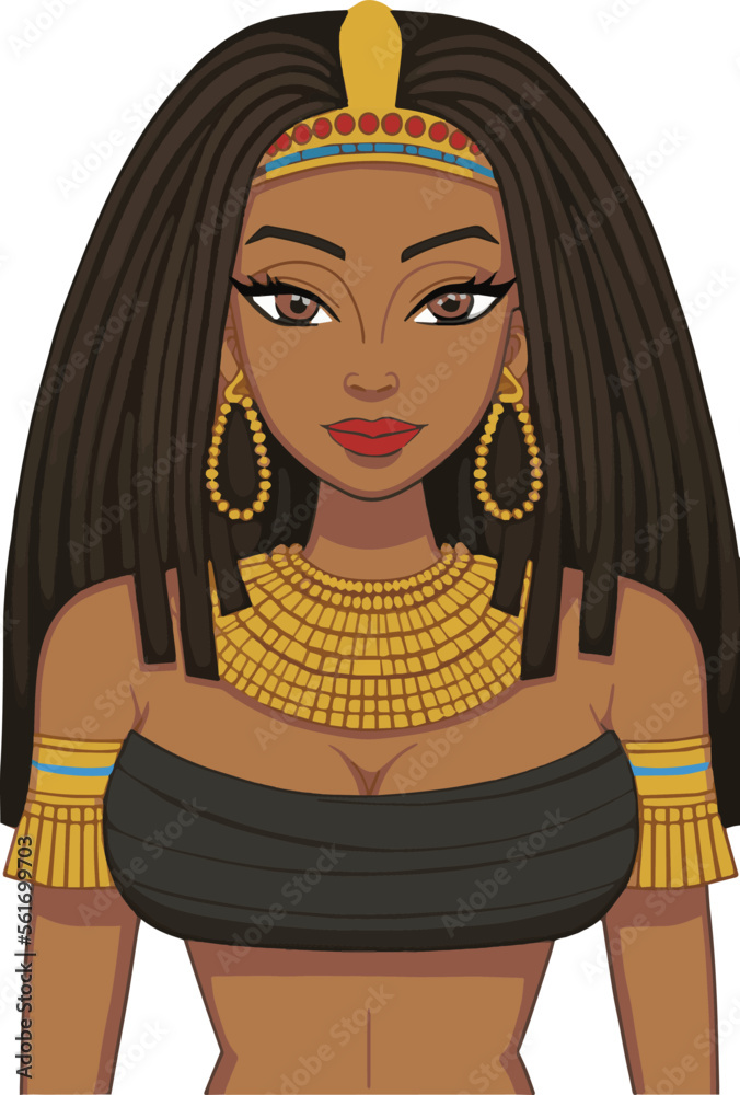 Cartoon Black African Egyptian Queen or Pharaoh Vector Illustration ...