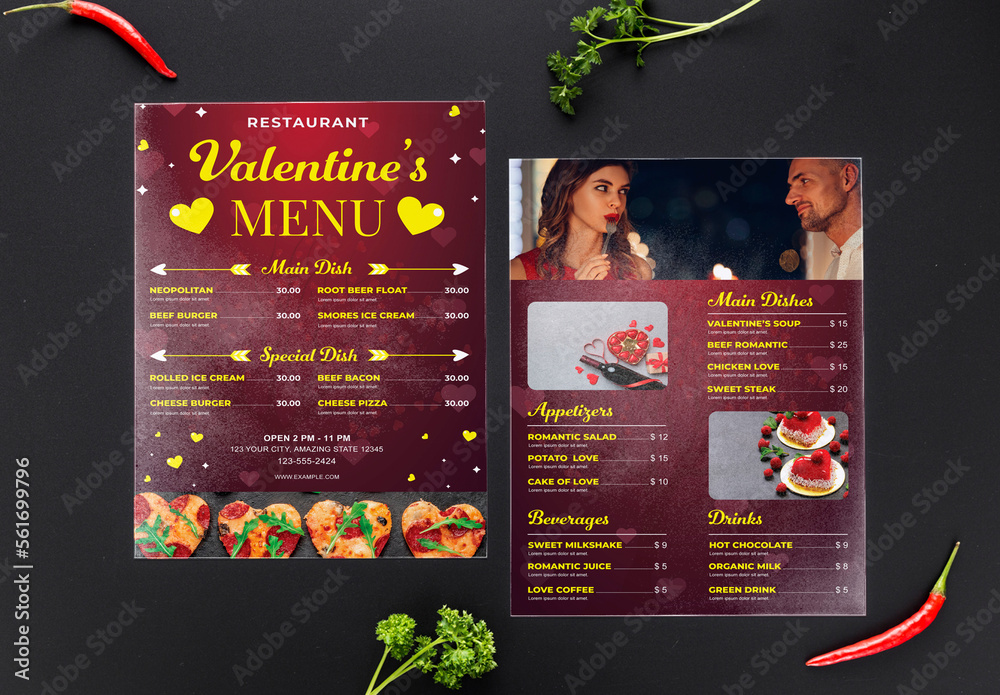 Valentine Food Menu Design Stock Template | Adobe Stock