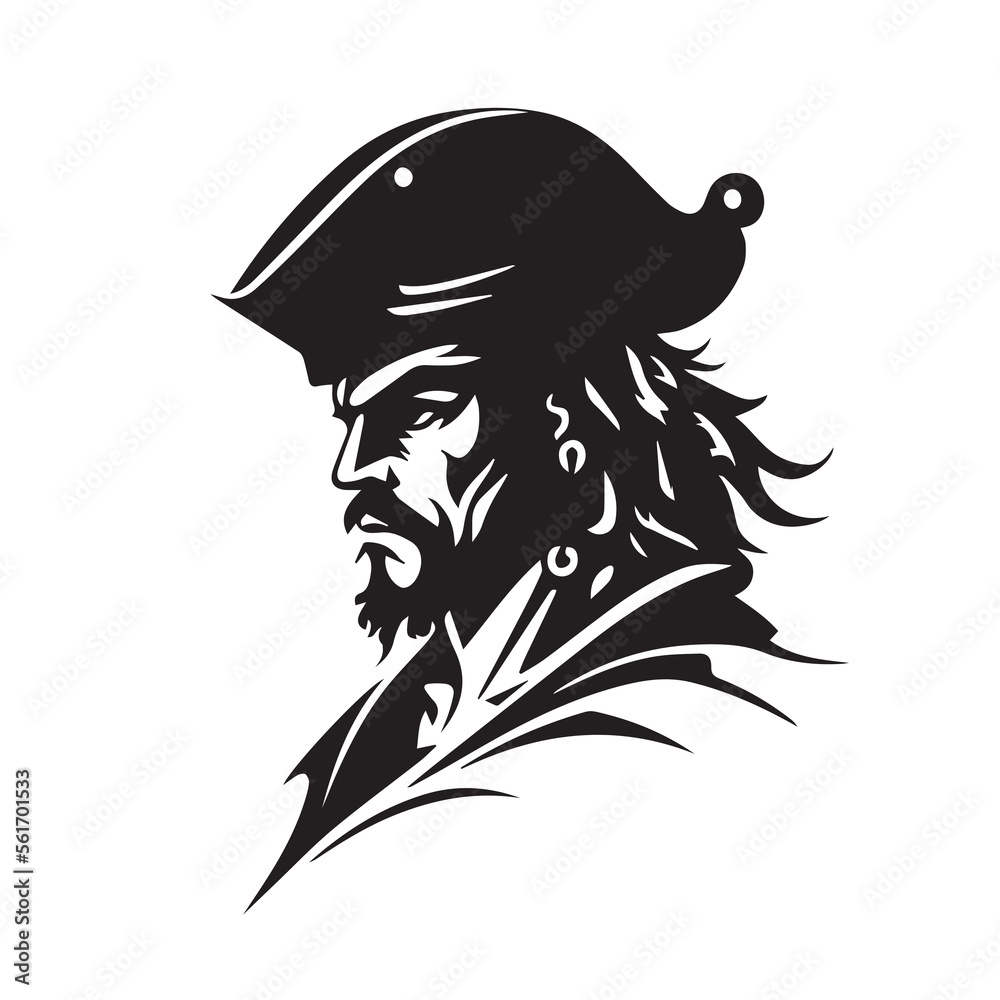 Pirate head minimal modern icon. Simple black and white vector ...