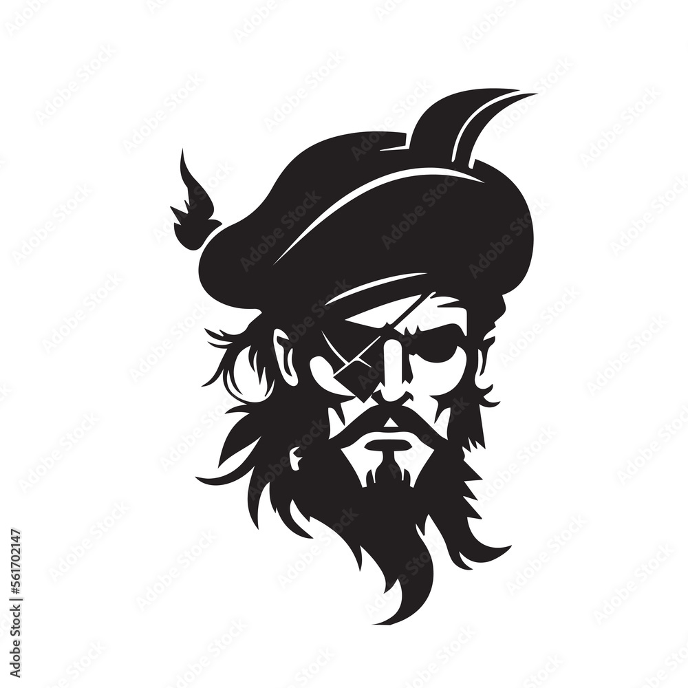 Vecteur Stock Pirate head minimal modern icon. Simple black and white ...