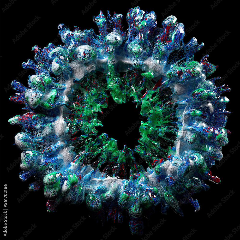 3d render abstract art with surreal alien creepy spooky scary flower or ...