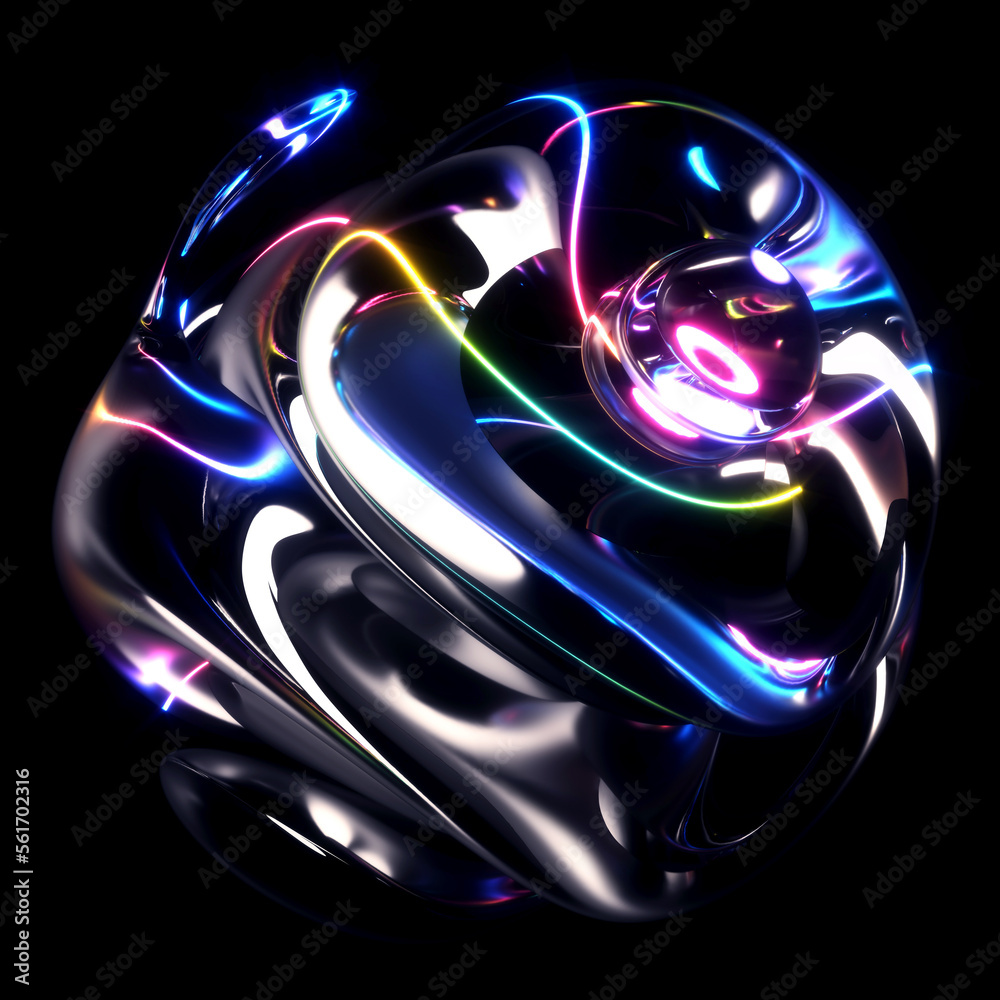 3d render abstract art of surreal mystic alien ball or sphere sculpture ...