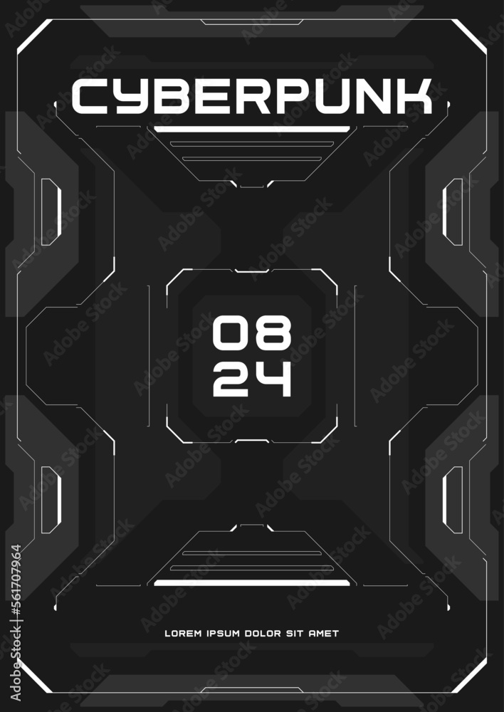 Cyberpunk futuristic poster. Tech cyberpunk design for web and print ...