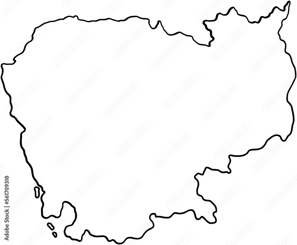 doodle freehand drawing of cambodia map. Stock Illustration | Adobe Stock