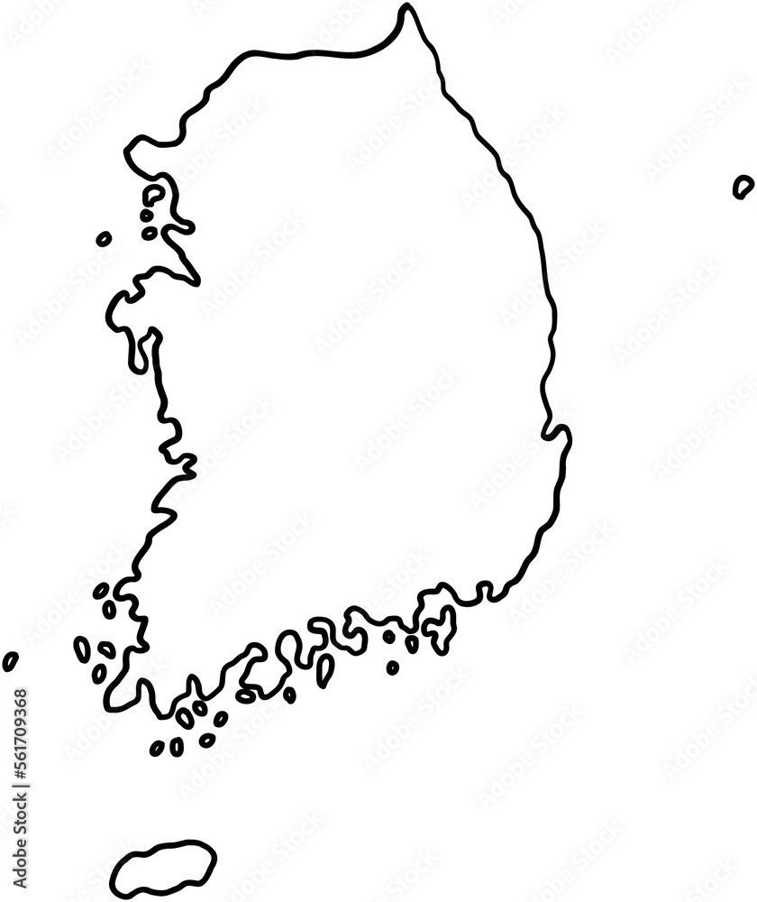 doodle freehand drawing of south korea map. Stock Illustration | Adobe ...