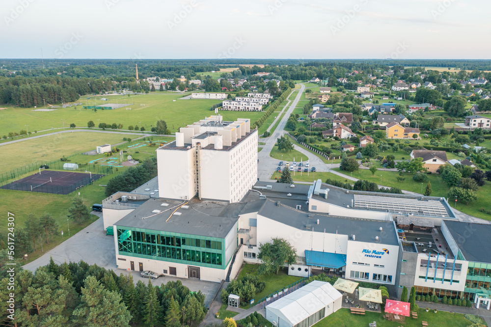 Toila, Estonia - 10.08.2022: top view of the building of the Toila SPA ...