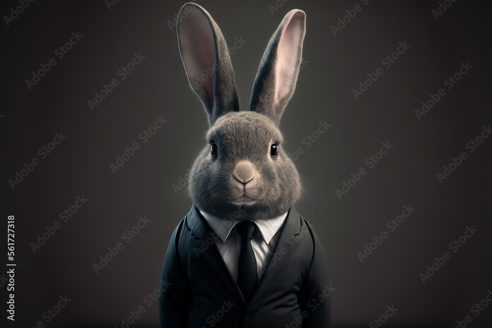 Portrait of a rabbit in a stylish business suit. Generative AI ...