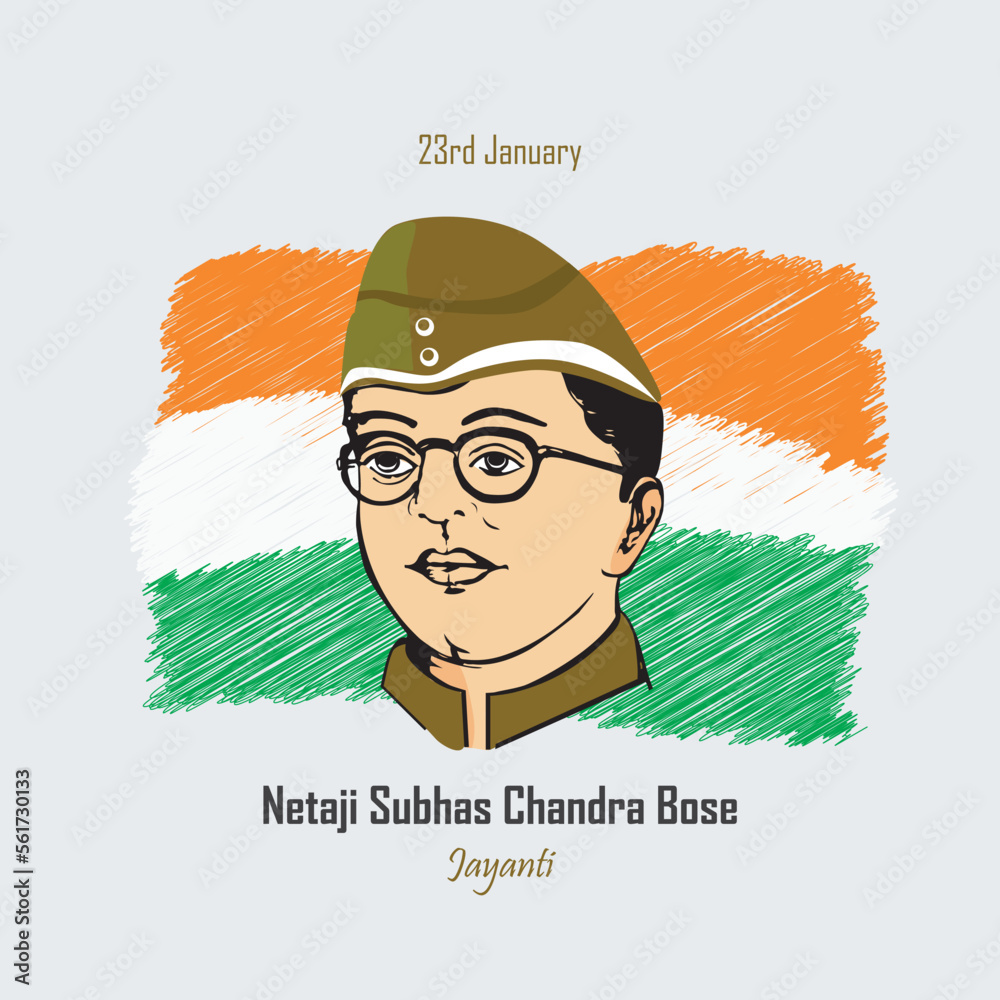 Netaji Subhas Chandra Bose Jayanti with the tricolor background. Vector ...