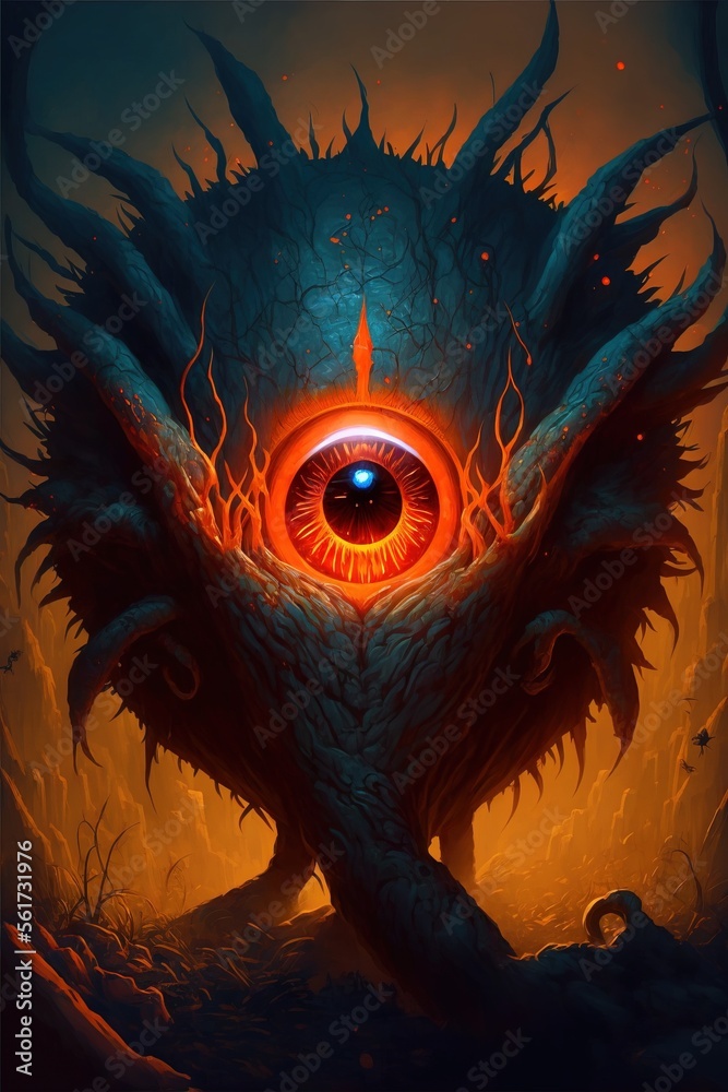 Hellish evil demon overlord of rage and terror; guardian of damnation ...