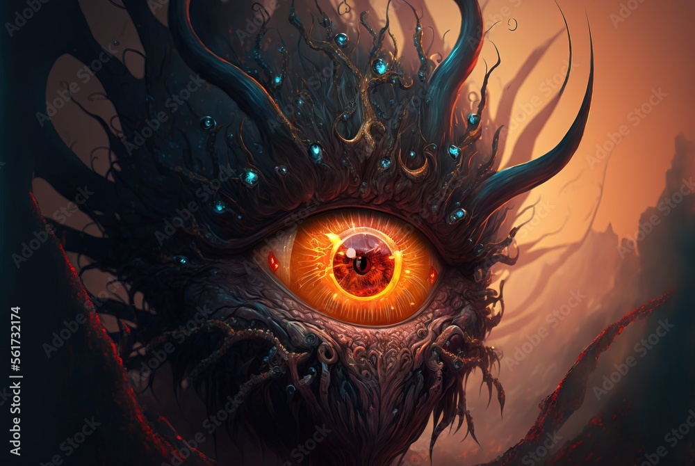 Hellish evil demon overlord of rage and terror; guardian of damnation ...