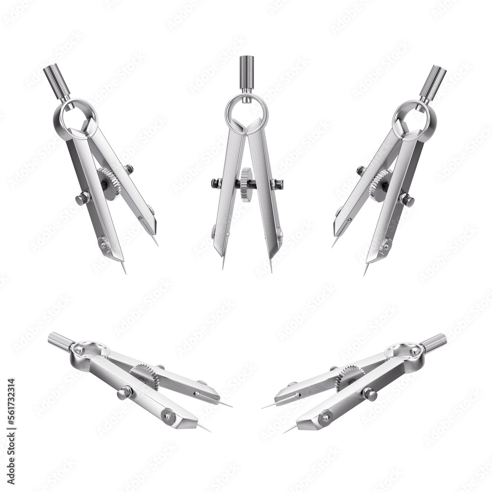 Spring dividers in 5 angles isolated on transparent background 3d ...