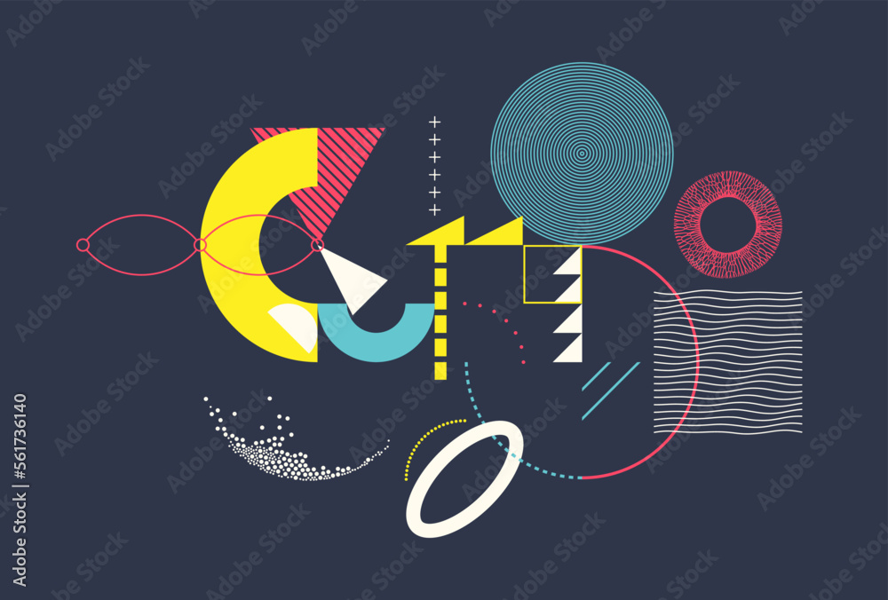 Modern art composition with simple geometric shapes and forms. Memphis ...