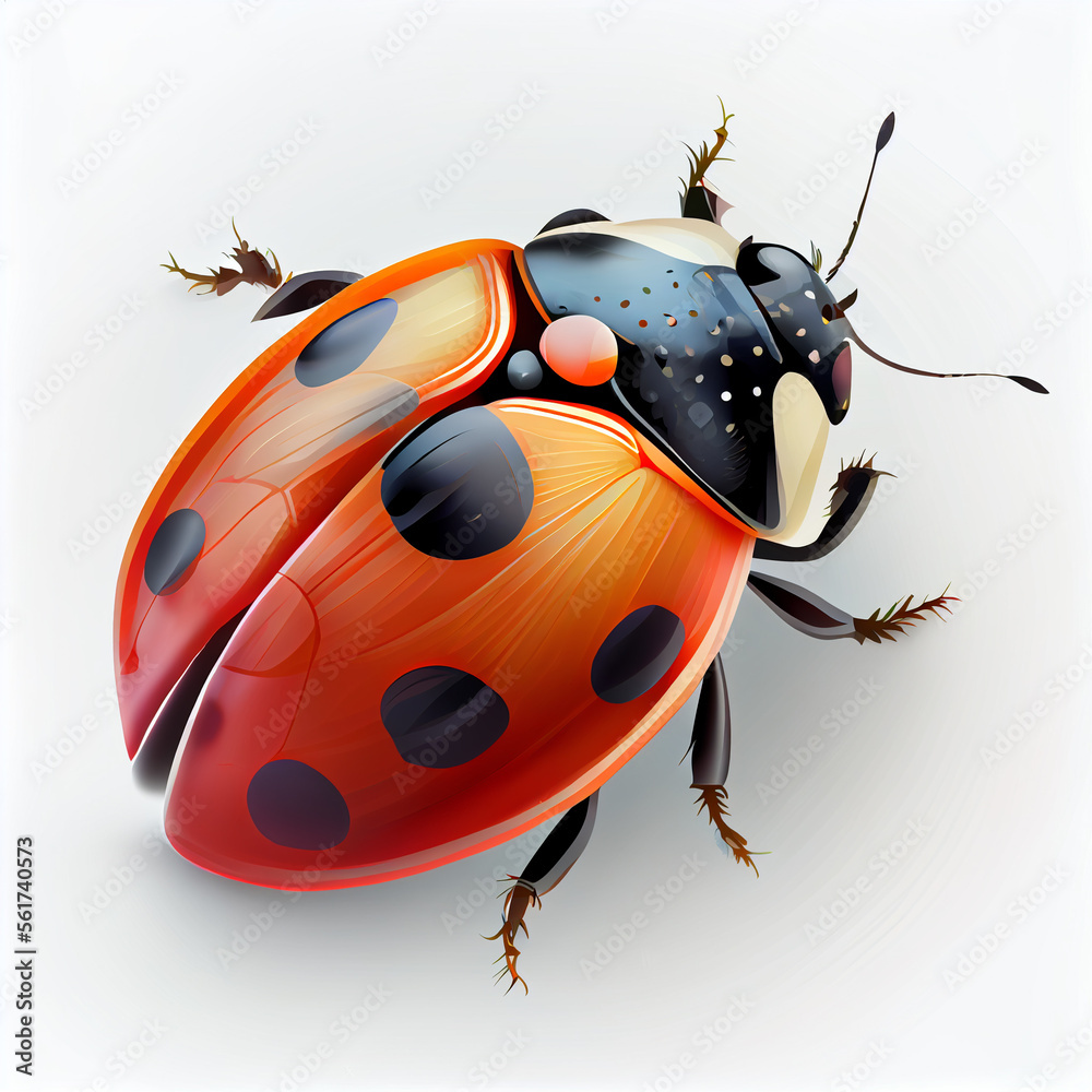 Ladybug (Coccinellidae) illustration isolated on white background. List ...