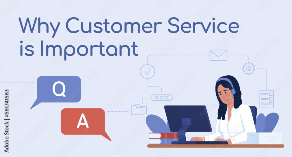 Customer service importance flat vector banner template. Client ...