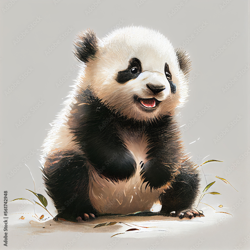 Cartoon. happy smiling panda. generative ai Stock Illustration | Adobe ...