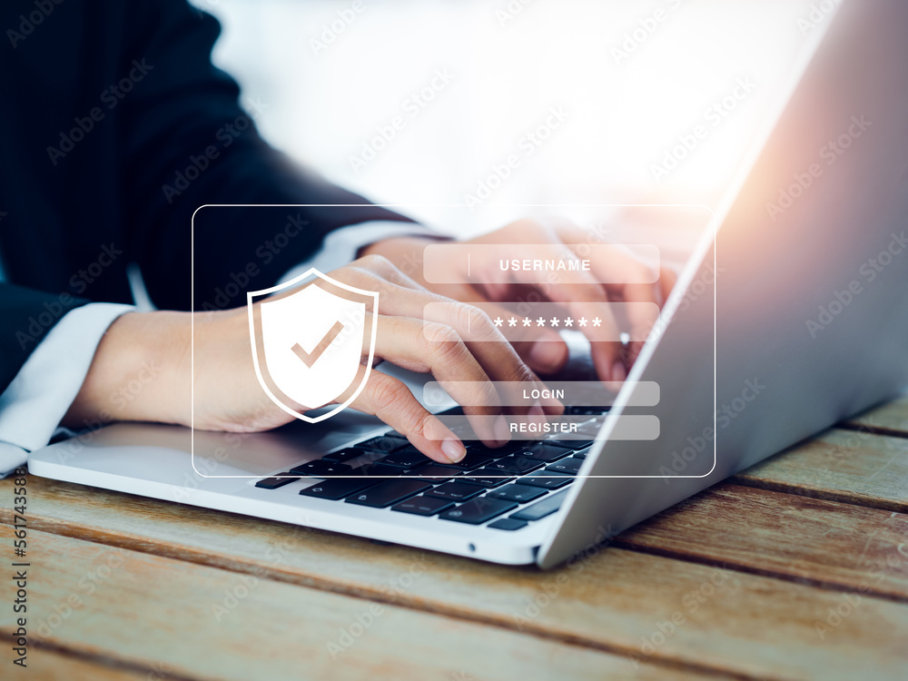 Cybersecurity system technology, login and password, confidential data ...