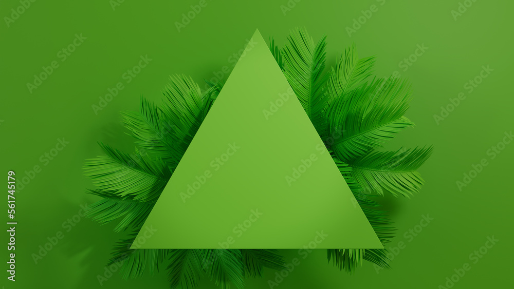 Green, Modern Design with Triangle Botanical Frame. Palm Plant Border ...