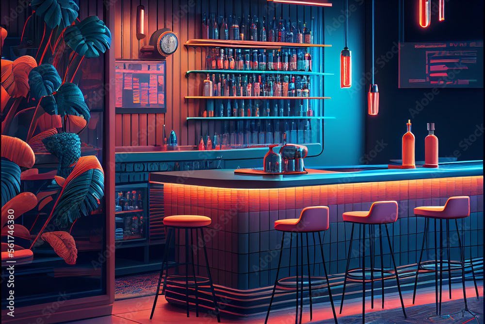Contemporary Bar wallpaper. generative ai Stock Illustration | Adobe Stock