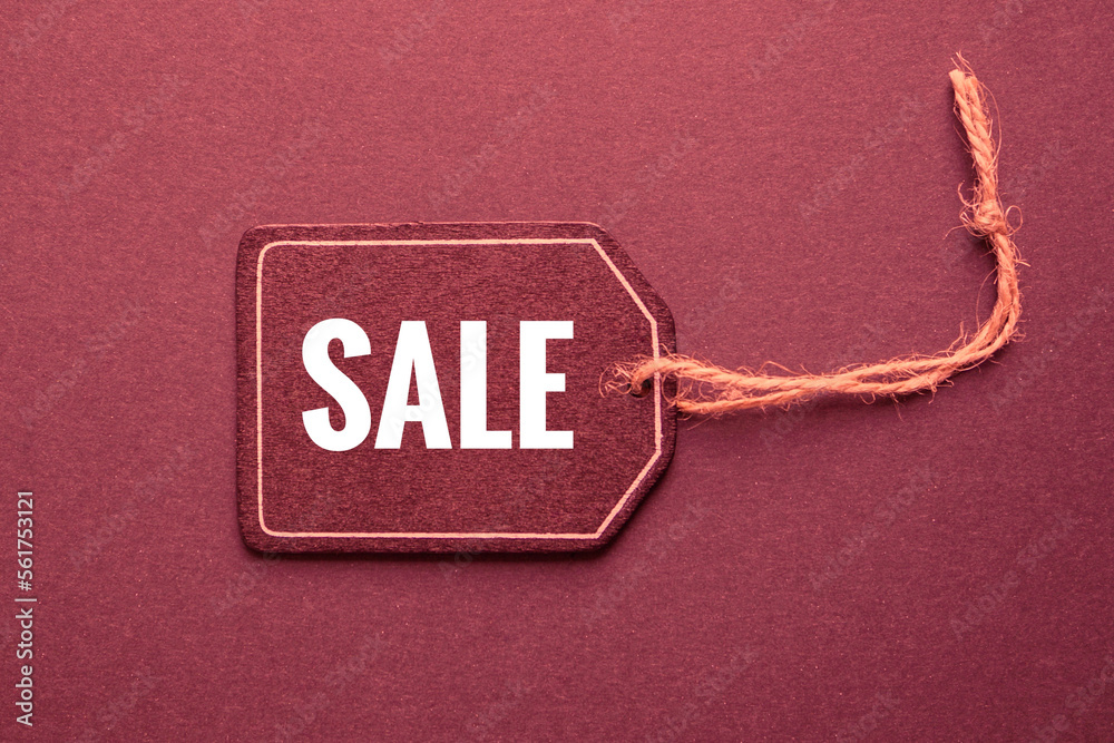 red price tag with sale sign on the red background, red mockup Stock ...