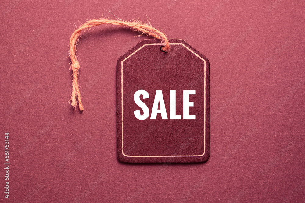 red price tag with sale sign on the red background, red mockup Stock ...