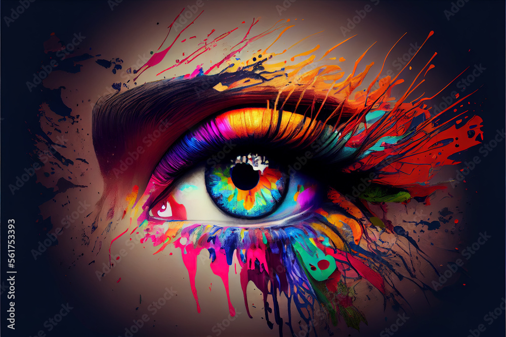 Creativity concept, art therapy, woman eye with splash of colors Stock ...